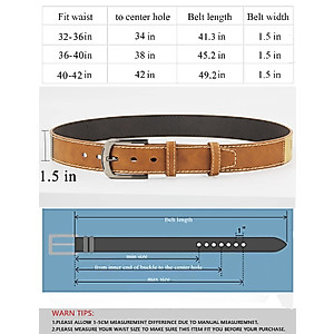 URAMAN Cowboy Embossed Leather Belts For Men With Buckle Western Country Belts for Jeans Pants Dresses Casual