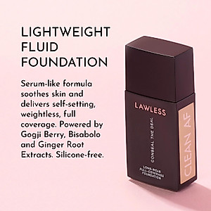 Lawless Conseal The Deal Long-Wear Full-Coverage Foundation - Sesame - Premium Self-Setting Foundation Powered by Natural Ingredients to Provide a Natural, Weightless Finish