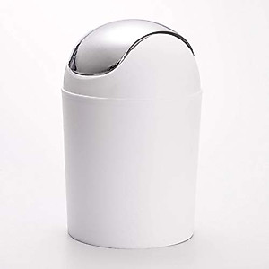 Zuvo 6 Pcs Plastic Bathroom Accessory Set Luxury Bath Accessories Bath Set Lotion Bottles, Toothbrush Holder, Tooth Mug, Soap Dish, Toilet Brush, Trash Can, Rubbish Bin (White)