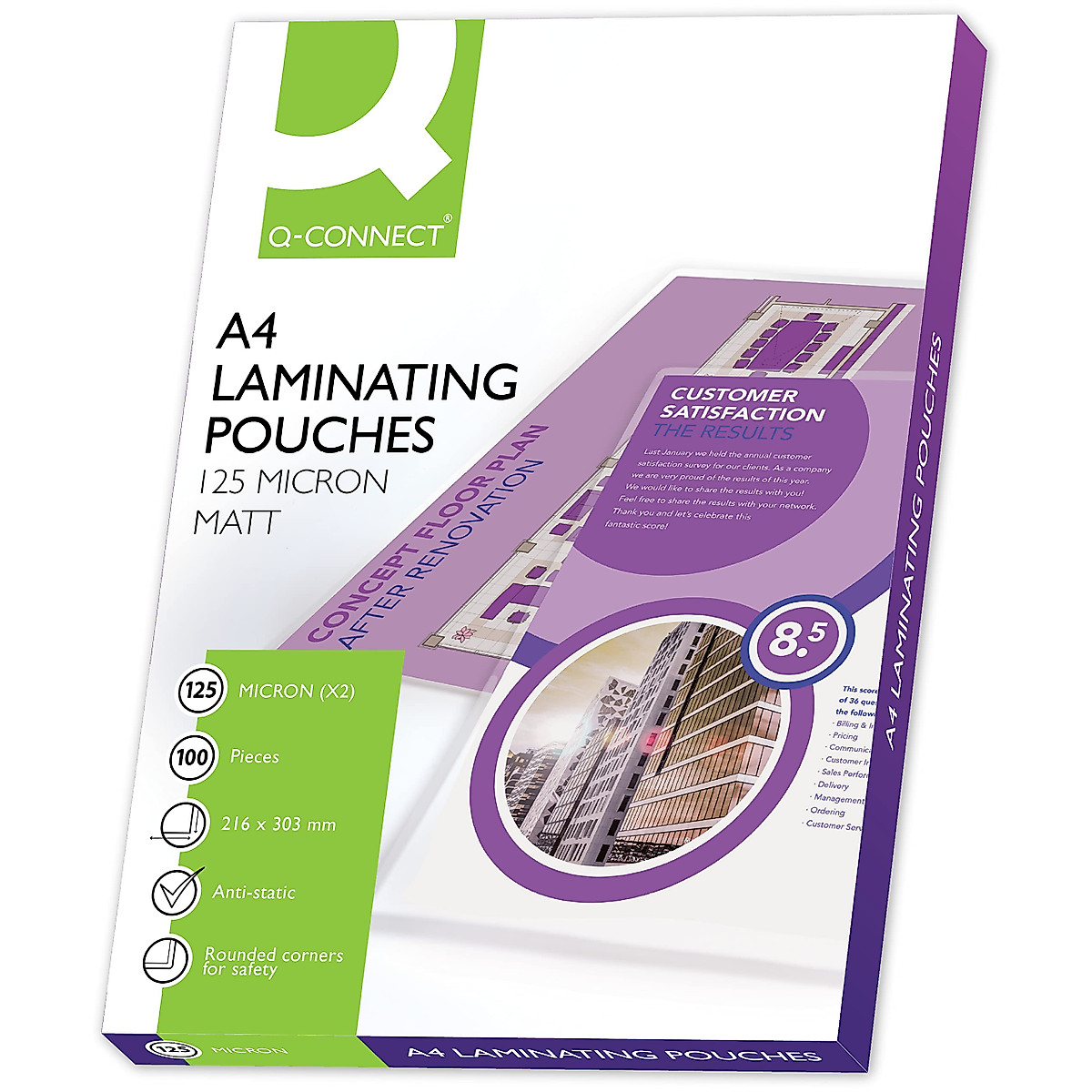 Q-Connect KF24055 Laminating Pouch A4 Matt 125-Micron (Pack of 100)