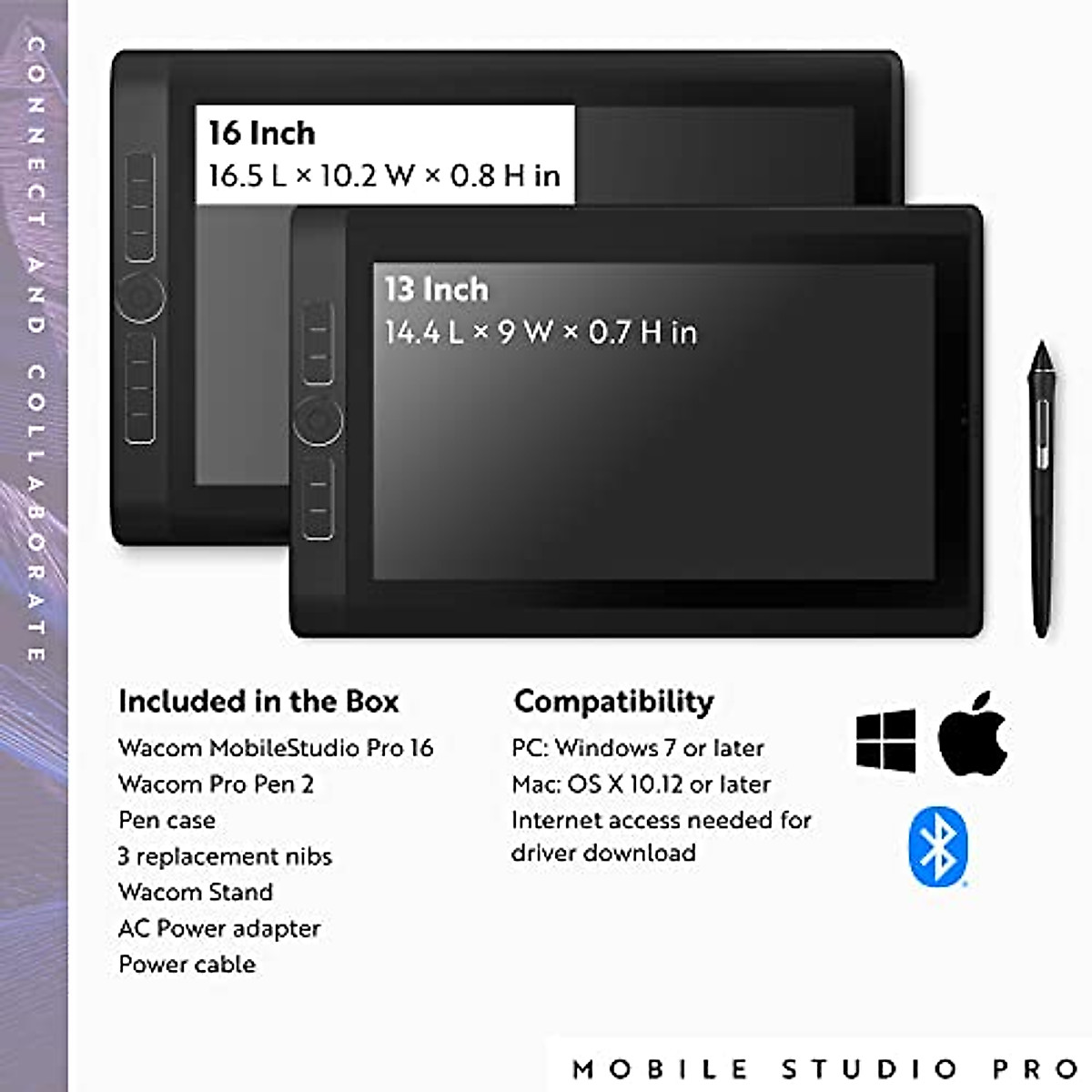 Wacom Mobile Studio Pro 16" Windows 10, Intel Core i7, 512GB SSD: Second Generation, Black