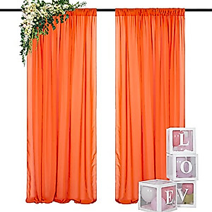 Orange Chiffon Backdrop Curtain 10FT Sheer Curtains 2 Panels 29x120-Inch Chiffon Fabric Drapes for Wedding Ceremony Voile Curtains Photography Backdrop Drapes Party Stage Decoration