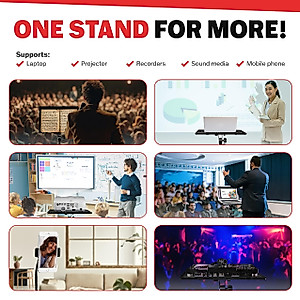 WTC Projector Stand, Laptop Tripod Stand Adjustable Height 22.5 inch to 63 inch with Gooseneck Phone Holder with Mouse Tray, Portable Projector Stand Tripod for Outdoor Movies- DJ Racks Holder Mount