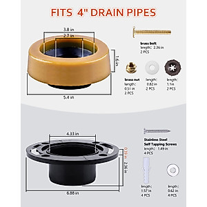 boeemi Toilet Flanges and Wax Rings for Toilets with Extended Flanges and Extra Thick Wax Rings for Floor Exit Toilets New Installation or Reinstallation 4" Waste Line for Plumbing Below Floor