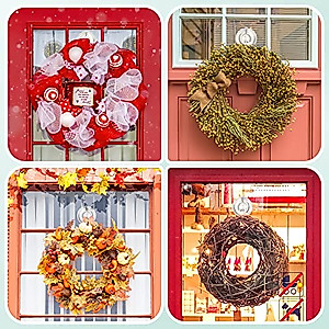 VIS'V Wreath Hanger, Large Clear Heavy Duty Suction Cup Wreath Hooks with Wipes 22 LB Removable Strong Window Glass Door Suction Cup Wreath Holder for Halloween Christmas Wreath Decorations - 8 Pcs