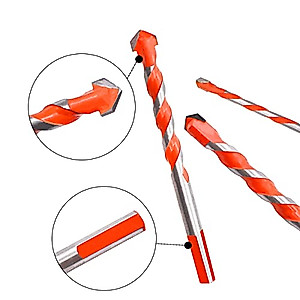 Ruibapa 7PCS(3/4/5/6/8/10/12mm) Orange Ultimate Drill Bit Multi-Function Twist Triangle Drill Bit with Tungsten Carbide Drill Bit for Concrete, Ceramic Tile, Glass, Wood and Plastic P-034