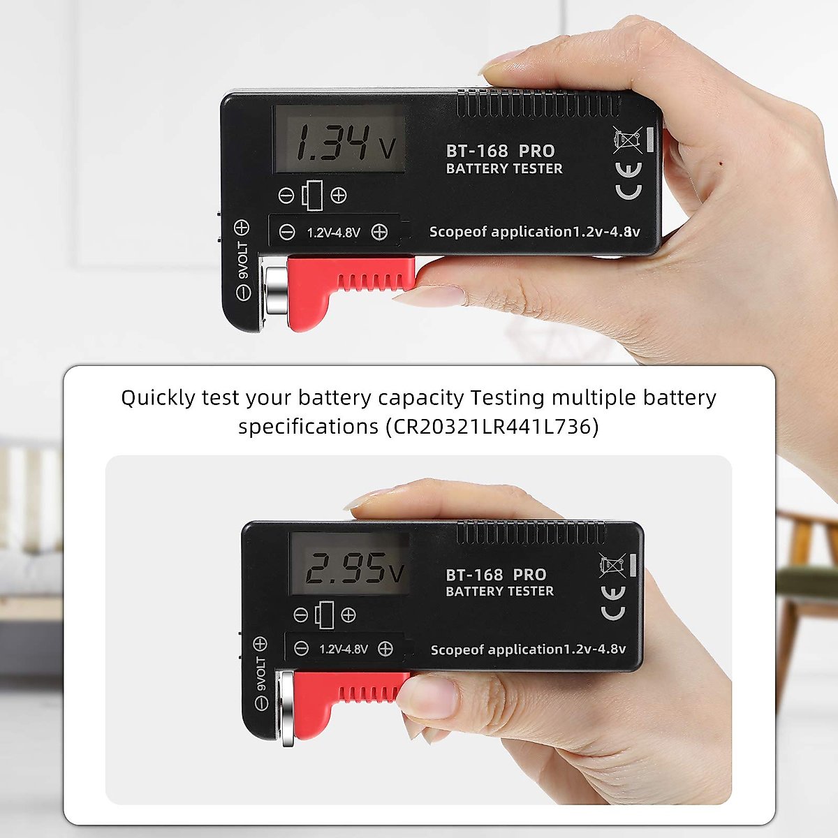 2 Pieces Digital LCD Universal Battery Tester (Model: Bt - 168 PRO), Portable Battery Checker Battery Tester for AA AAA C D 9V 3.7V 1.5V Button Cell