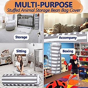 Stuffed Animal Storage Bean Bag Cover for Kids - Organize, Sit, Play & Box Help Promote Comfort and Relaxation - Perfect Playroom & Bedroom Plush Toys Beanbag, Cylinder, Best Gift for Kids