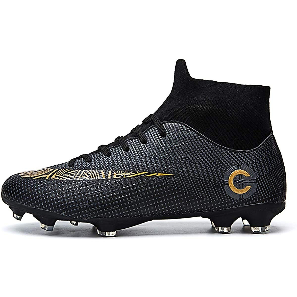 LIAOCXF Mens Football Boots Cleats FG Soccer Shoes Spikes for Competition/Training Boy's Sneakers Black