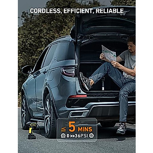 AstroAI Tire Inflator Air Compressor Cordless with 20V Rechargeable Li-ion Battery 150 PSI Portable Handheld Air Pump with 12 V Car Power Adapter for Cars Motorcycles LS40791（C1）