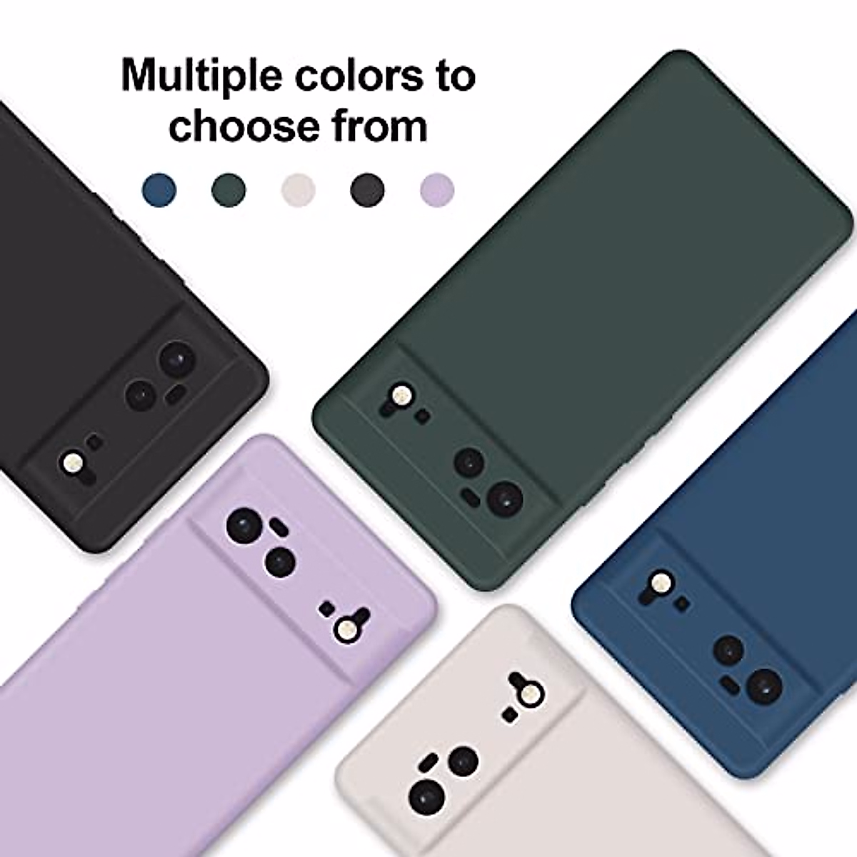 GiiYoon Silicone Case Compatible with Google Pixel 6, Full Body Silky Soft Touch Phone Case with Camera Protection, Shockproof Cover with Microfiber Lining, White