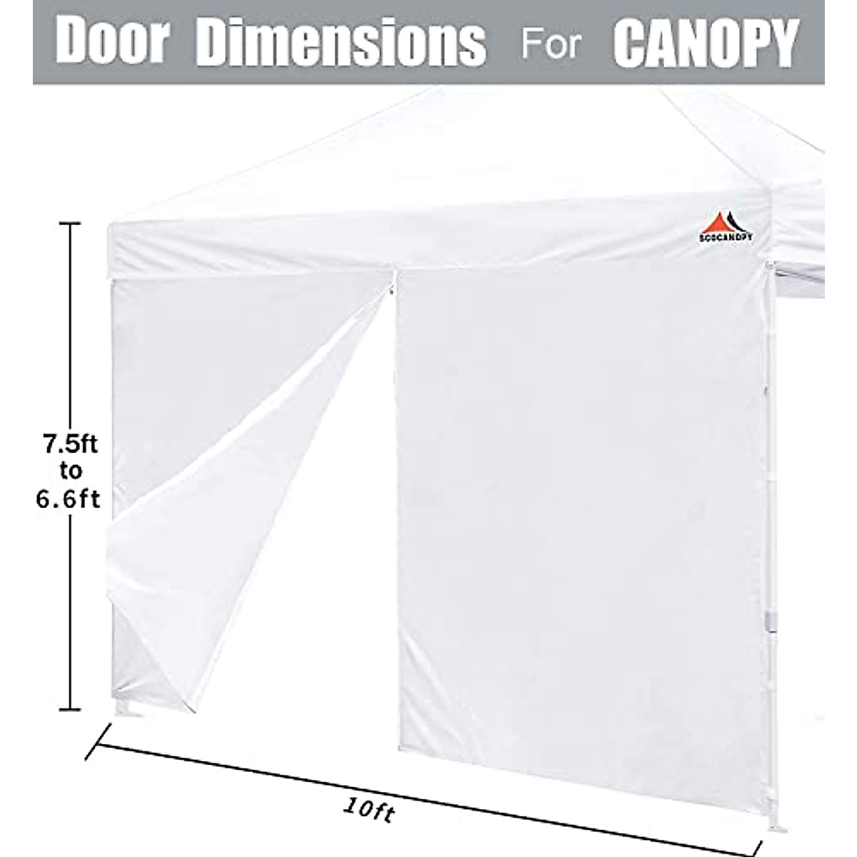 SCOCANOPY Door for 10x10 Canopy Frame One Central Zipper Design for Easy Entry and Exit,1 Pack Canopy Door Only,White