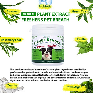 Petstoral Plaque Removal Natural Dental Powder - Dog Dental Care and Bad Breath Treatment, Dog Teeth Cleaning Powder for Healthy Teeth & Gums for All Dogs - 60g