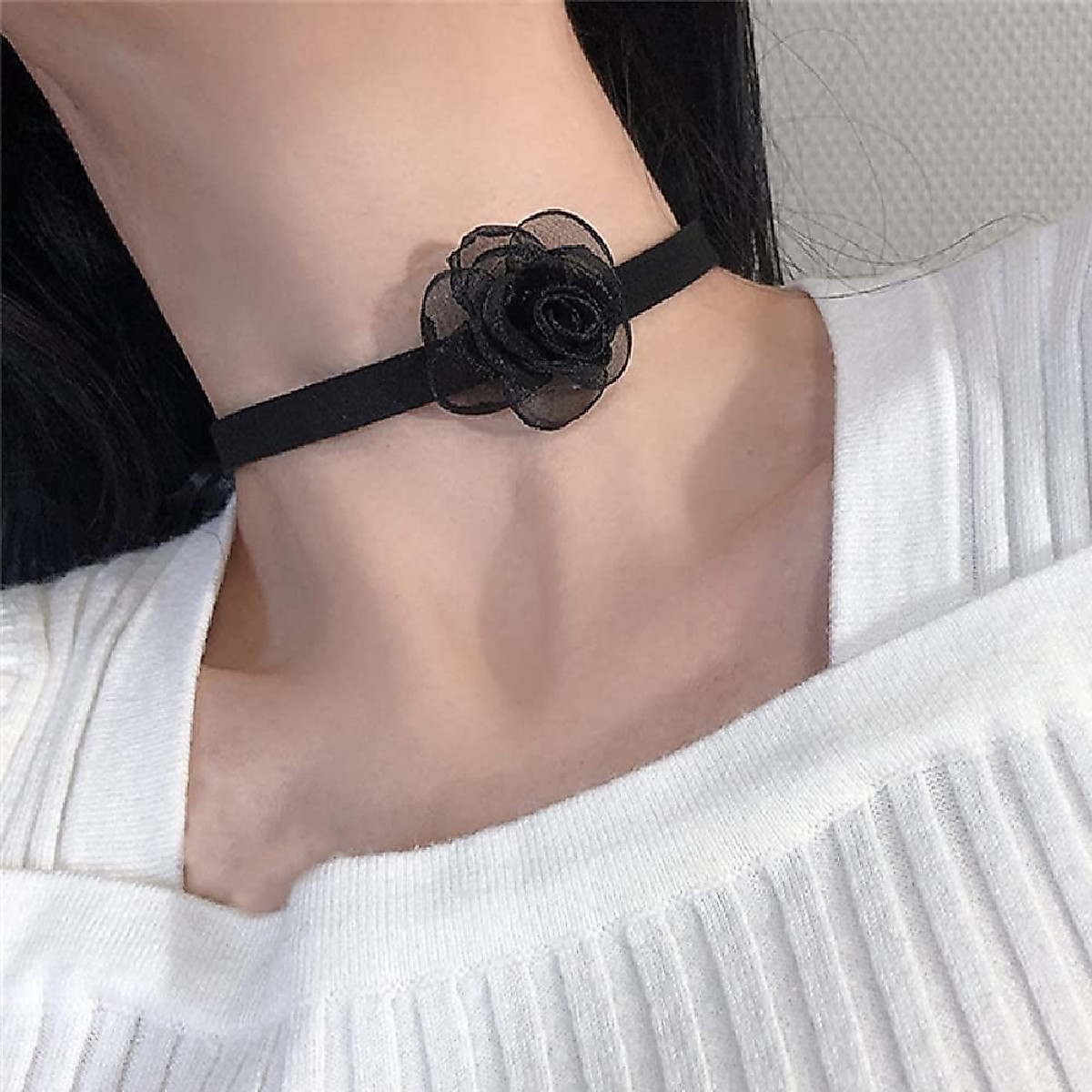 Rumtock Black Lace Rose Flower Velvet Choker Necklace for Women Girls Punk Jewelry Ladies Dainty Necklace