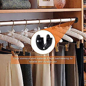 JMIATRY 12 PCS Closet Rod Brackets 1 Inch Closet Pole Socket Metal Closet Rod Brackets Heavy Duty Closet Rod Support Bracket U-Shaped Open Black Closet Rod Holders with Screws