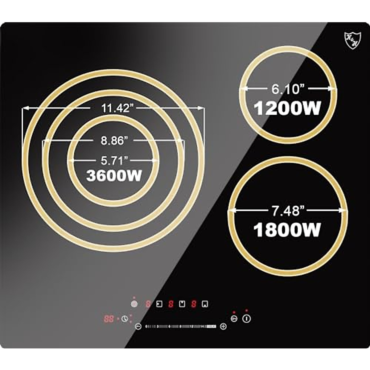 K&H 3 Burner 24 Inch Built-in Electric Stove Top Radiant Ceramic Cooktop Touch SLIDER Control 240V 6600W CE24-6605SL