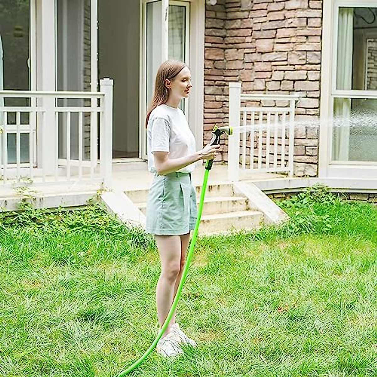 Fevone 6 ft Garden Hose, 2-Year Warranty Offered by Manufacturer, Hose Reel Leader Hose, Hybrid Polymer, Kink Resistance, 3/4" GHT Aluminum Fittings, 5/8" ID, 600 PSI, Drinking Water Safe (GH10)