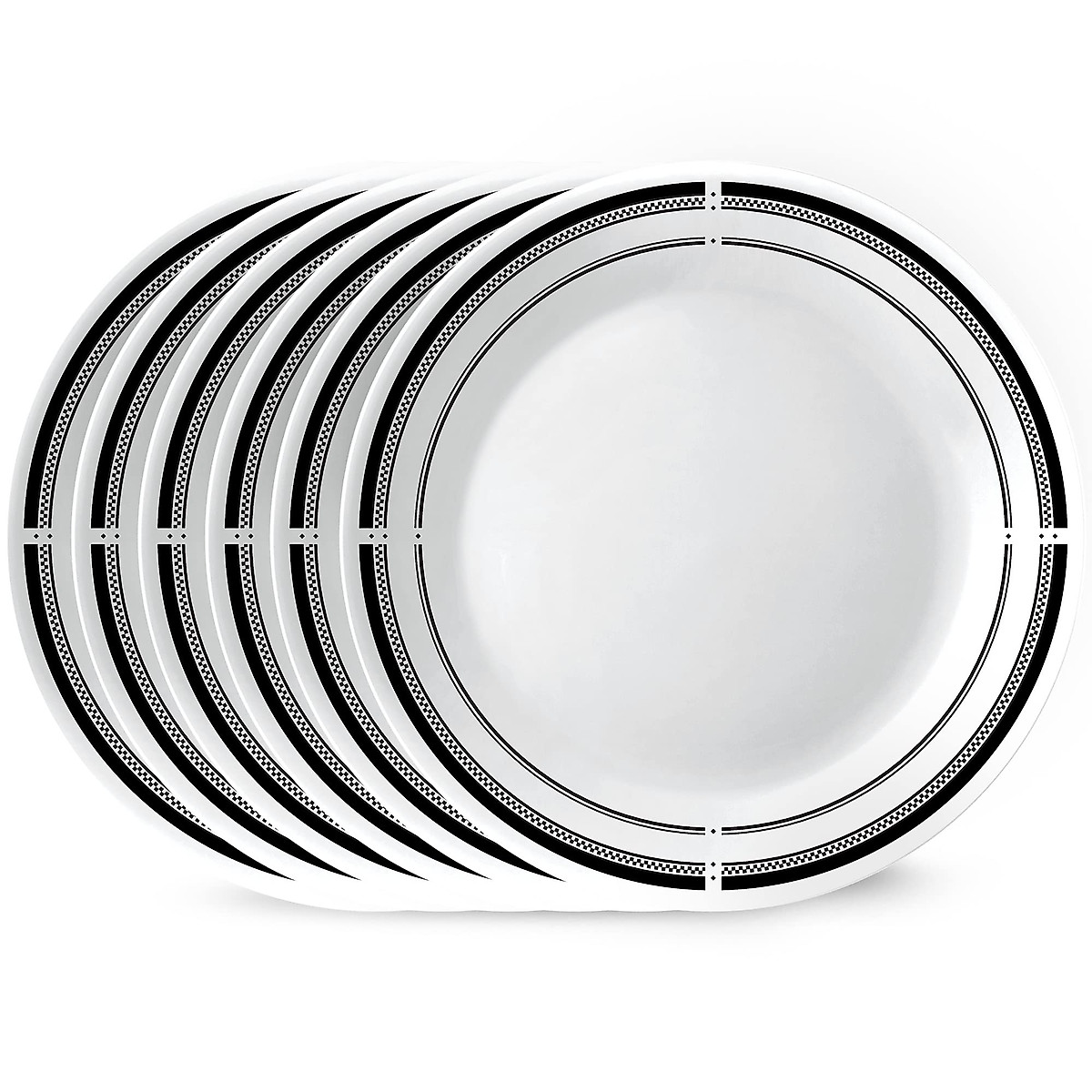 Corelle 6-Piece 10.25" Dinner Round Plates, Vitrelle Triple Layer Glass, Lightweight Round Plates, Large Round Plates, Chip and Scratch Resistant, Microwave and Dishwasher Safe, Brasserie