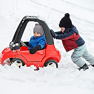 4 Pieces Kids Winter Warm Beanie Hat Kids Faux Fur Pom Beanie Knit Baby Pom Ski Cap for Children 1-5 Years Old(Black, Beige, Grey, White,4 Pieces)