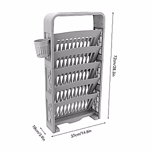 6 Tier Book Rack Storage Bookshelf, Removable Movable Unique Bookcase, Slim Storage Trolley for Books, Corner Display Rack for Dorm Library, Multi Purpose Rolling Cart (Gray)