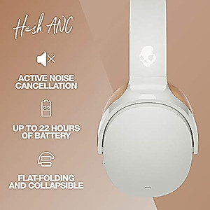 Skullcandy Hesh ANC Over-Ear Noise Cancelling Wireless Headphones, 22 Hr Battery, Microphone, Works with iPhone Android and Bluetooth Devices - Mod White