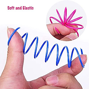 40 Pack Cat Spring Toy, Interactive Cat Toy for Indoor Cats Durable Plastic Coils Colorful Springs Cat Toys Active Healthy Fitness Play Coil Spiral Springs Kitten Toys for Swatting, Biting, Hunting