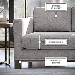 Edenbrook Parkview Upholstered Loveseat with Wood Base-Two-Cushion Design-Contemporary Feel Love Seats, Misty Gray