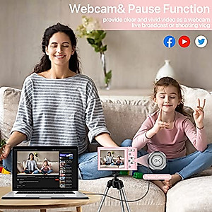 Digital Camera, 4K 48MP Vlogging Camera Compact Pocket Camera with 16X Zoom 32GB SD Card, Point and Shoot Camera for Adult Seniors Students Kids Beginner(Pink)