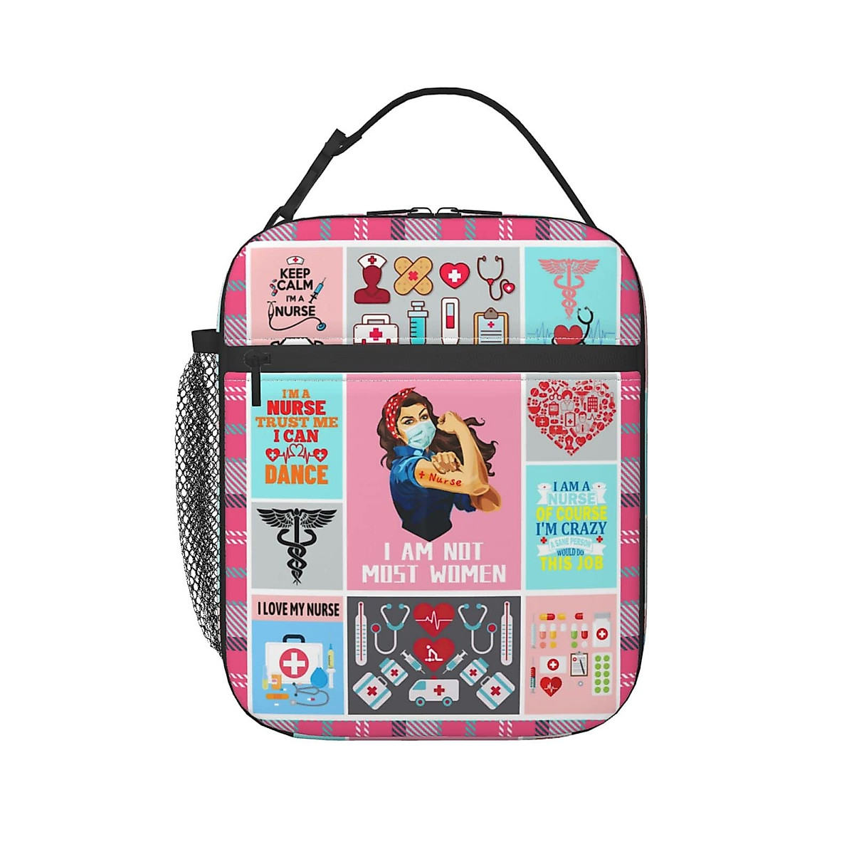 Kaeddi Nurse Lunch Bag Heat Insulated Lunch Box Leakproof Durable Portable Reusable Handbags Large Capacity Thermal Cooler Black One Size