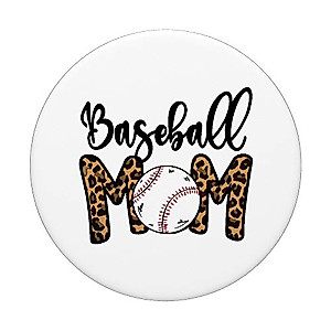 Funny Baseball Mom Leopard Print Softball Mom Mother's Day PopSockets Swappable PopGrip