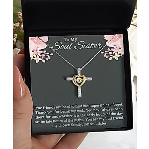 To My Soul Sister, Beautiful Cross Necklace, 925 Sterling Silver, Necklace Gifts For Best Friend, Necklaces For Bestie, Sister In Law Gifts, Gifts For Unbiological sister, BFF Gift