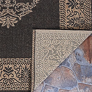 Couristan Recife Antique Medallion Indoor/Outdoor Area Rug, 8'6", Black-Cocoa