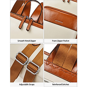 BOSTANTEN Leather Laptop Backpack for Women 15.6 inch Computer Bag Travel Work Daypack Large Size Bag