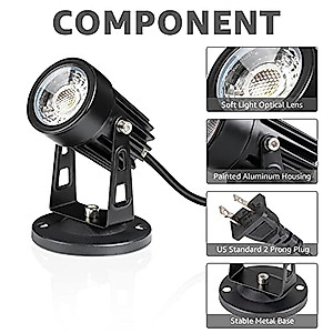 SUNVIE 2 Pack LED Spot Lights Indoor for Plants Uplights Lamp Accent Lighting Decor 120V Warm White Up Spotlight 5.9 FT Cord with Floor Foot Switch (Base and Stake Included)