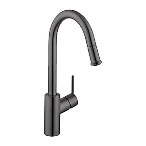 hansgrohe Talis S² Black High Arc Kitchen Faucet, Kitchen Faucets with Pull Down Sprayer, Faucet for Kitchen Sink, Magnetic Docking Spray Head, Brushed Black Chrome 14872341