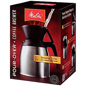 Melitta Pour-Over Coffee Brewer & Stainless Steel Carafe Set with Coffee Filters, 60 Ounce Set
