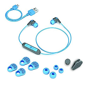 JLab JBuds Pro Bluetooth Wireless Signature Earbuds | Titanium 10mm Drivers | 6-Hour Battery Life | Music Controls | Noise Isolation | Bluetooth 4.1 Extra Gel Tips and Cush Fins | Graphite/Blue