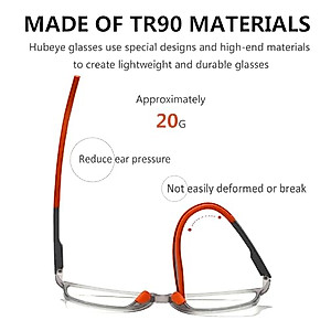 Hubeye 5 Pairs TR90 Sports Reading Glasses for Men and Women Ultralight Flexible Anti-Blue Light Readers +2.5