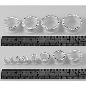 PiercingPoint 1 Piece of 00 Gauge - 10mm Multi Clear Crystal Stone Setting on White Acrylic Ear Gauge Flesh Tunnel
