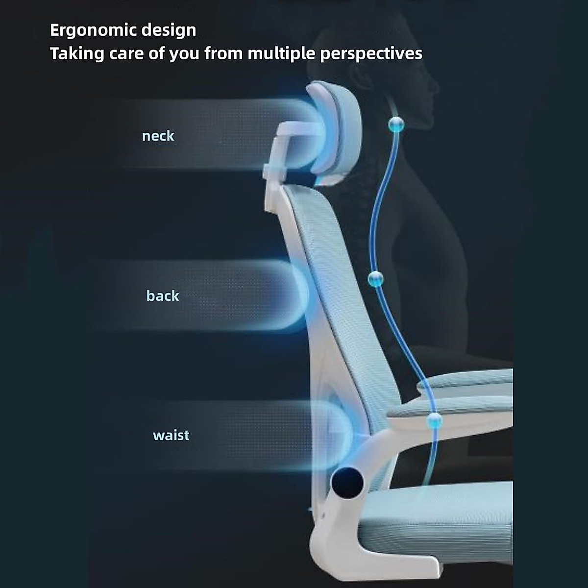 Office Chair Computer Chair Household Long Sitting Learning Chair Swivel Chair Lifting Backrest Conference Chair Ergonomic Chair (Black)