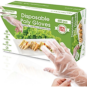 Keppi 600pcs Plastic Gloves | BPA & Latex Free | Perfect Food Handling Gloves | Food Safe Disposable Gloves for Cooking | Bulk Food Safe Gloves | One Size Great Fit