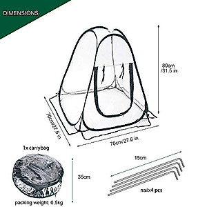 porayhut Pop Up Greenhouse Cover Flower House Mini Gardening Plant Flower Sunshine Room Room,Backyard PVC Greenhouse Cover for Cold Frost Protector Gardening Plants