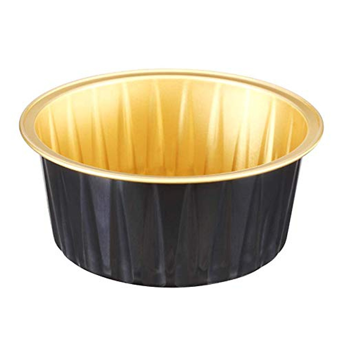 KEISEN 5oz 3 2/5" Set of 24 Disposable Aluminum Foil Cups 125ml for Muffin Cupcake Baking Bake Utility Ramekin Cup (black gold)