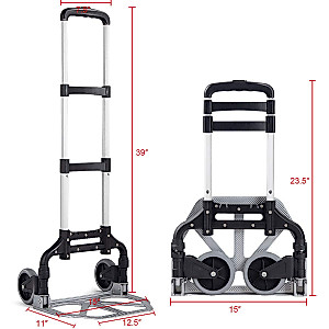 TimmyHouse Capacity 176 Lb Folding Hand Truck Cart Dolly Push Pull Box Moving Lightweight