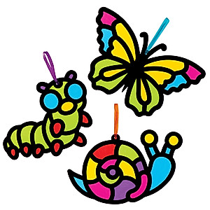 Baker Ross AT616 Bug Stained Glass Ornament Kits - Pack of 6, Ideal for Kids' Arts and Crafts, Educational Toys