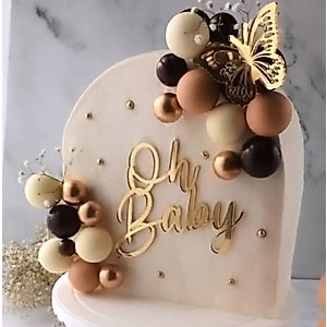 YXCute Oh Baby Cake Topper for Baby Shower Acrylic Gold Oh Baby Wedding Birthday Cake Topper for Gender Reveal Baby Birthday Party Cake Decorations Party Supplies