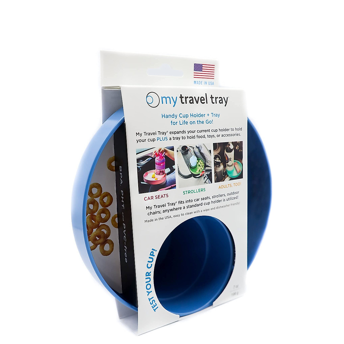 My Travel Tray Kids Travel Tray Cup Holder - Cup Holder Travel Tray for Cup Holders (Sky Blue), 1 Count (Pack of 1)