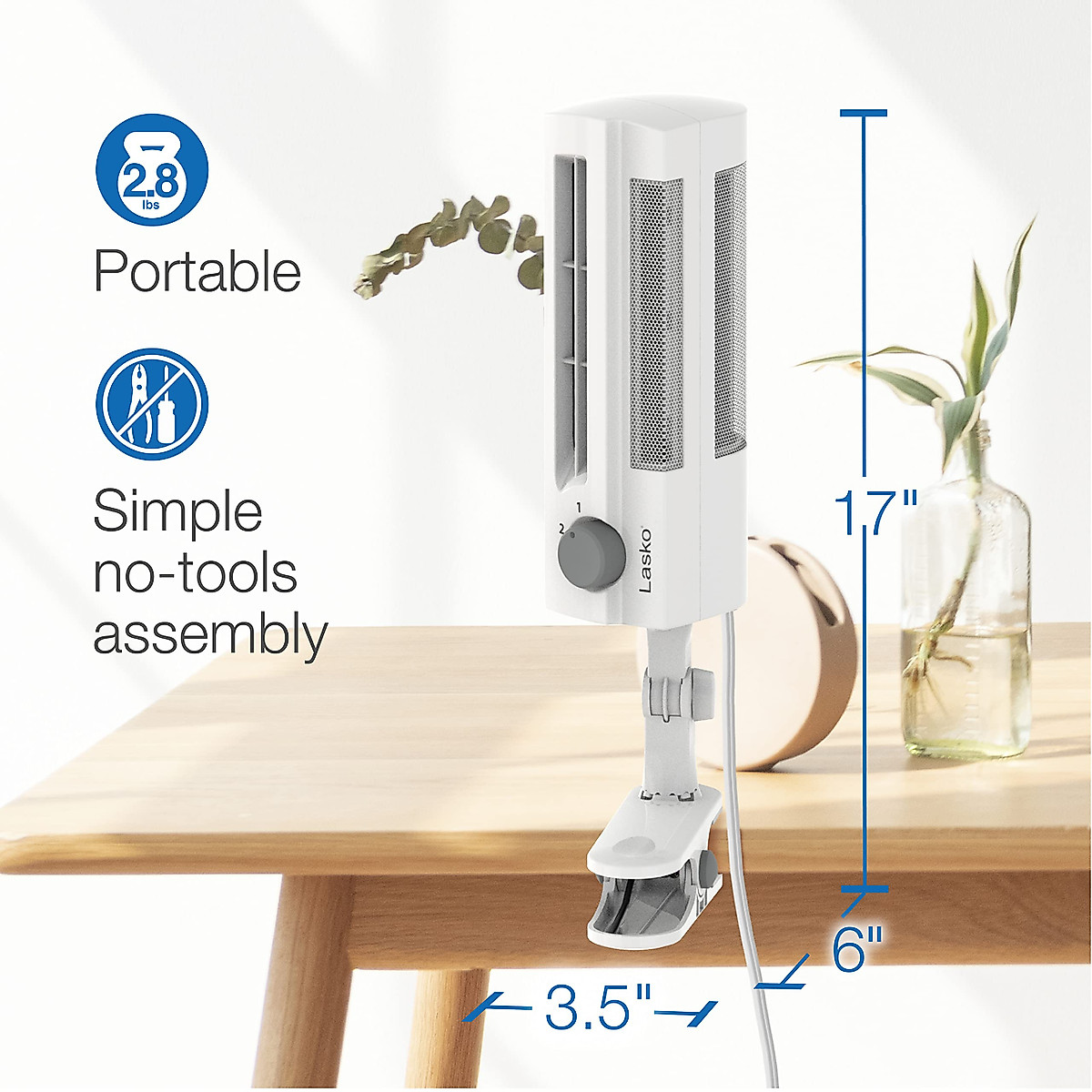 Lasko 4006 Clip Stik Desk Fan 2-SPEED, 10.5" High