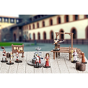 Monster Townsfolk Mini Fantasy Figures - 8pc Authority Figures Non Player Character NPC Miniatures - 1" Hex-Sized Compatible w/DND Dungeons Dragons Pathfinder All Tabletop Games