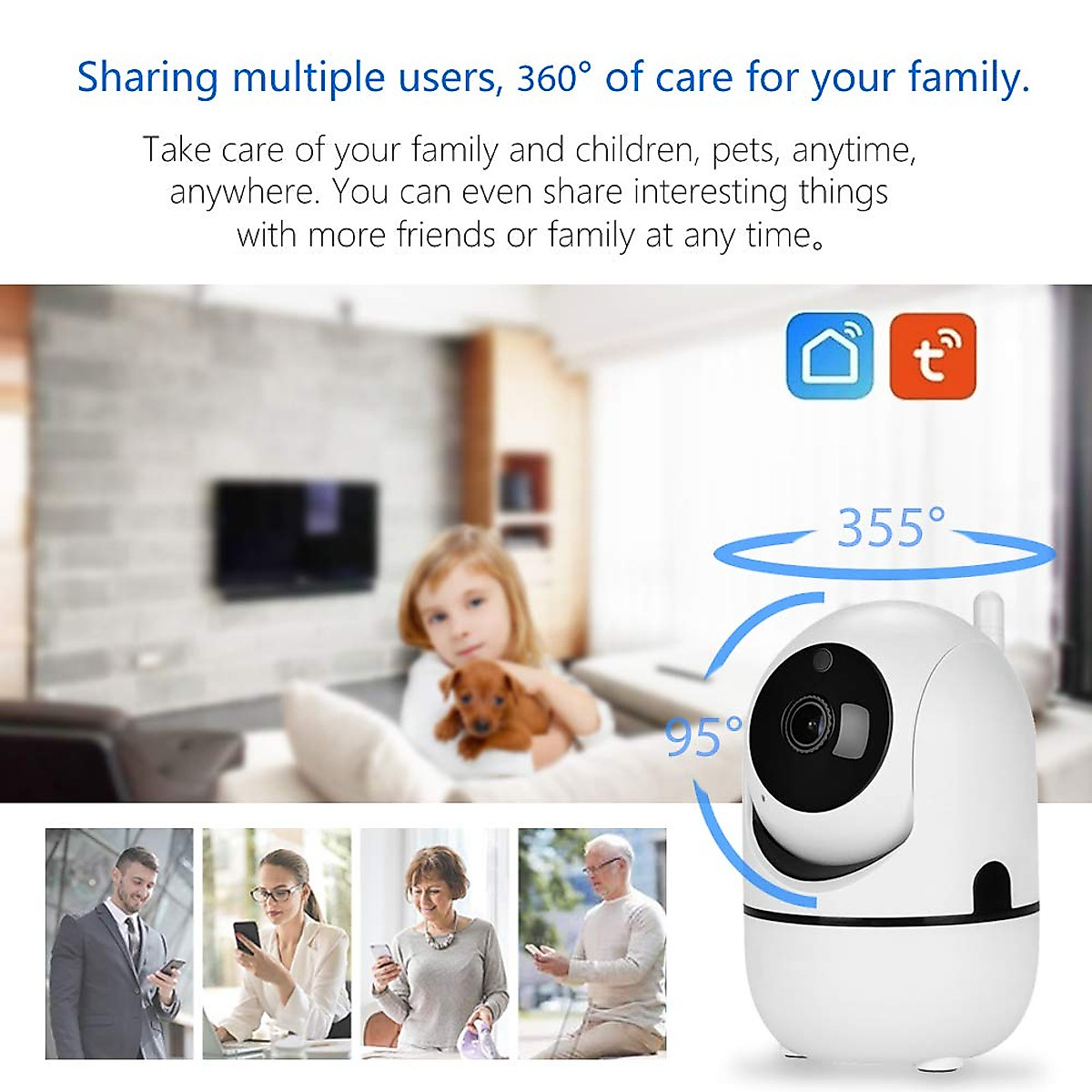 Tuya WiFi Indoor Camera,1080P Smart Baby/Pets Monitor with Pan/Tilt, Two-Way Audio,AI Detection,Night Vision,Cloud/Local Storage,2MP Wireless Camera